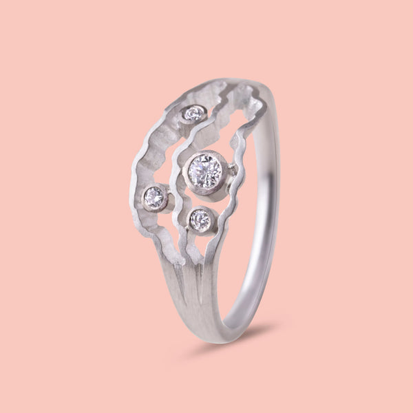 Silver and Diamond Strata rings - CLARA BREEN